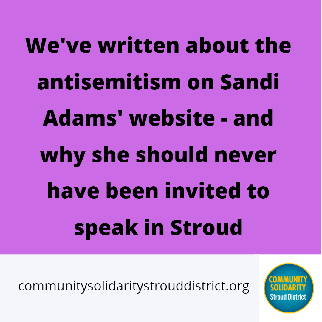 Sandi Adams and antisemitism (why she should never have been invited to ...