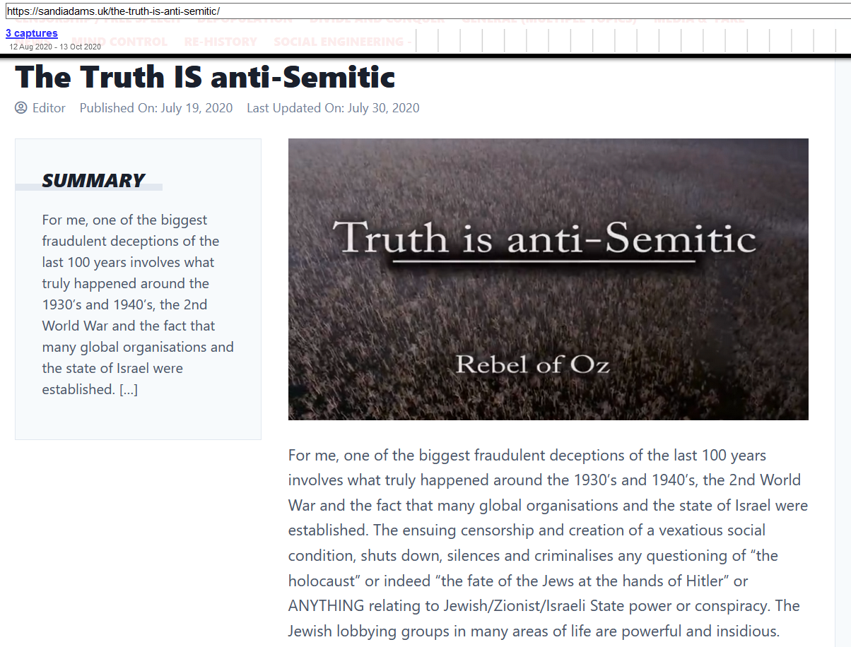 Sandi Adams and antisemitism (why she should never have been invited to ...